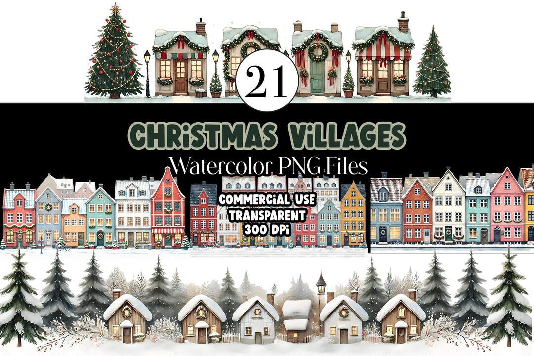 Christmas Village Christmas Border Frame Wreath Christmas Clipart ...
