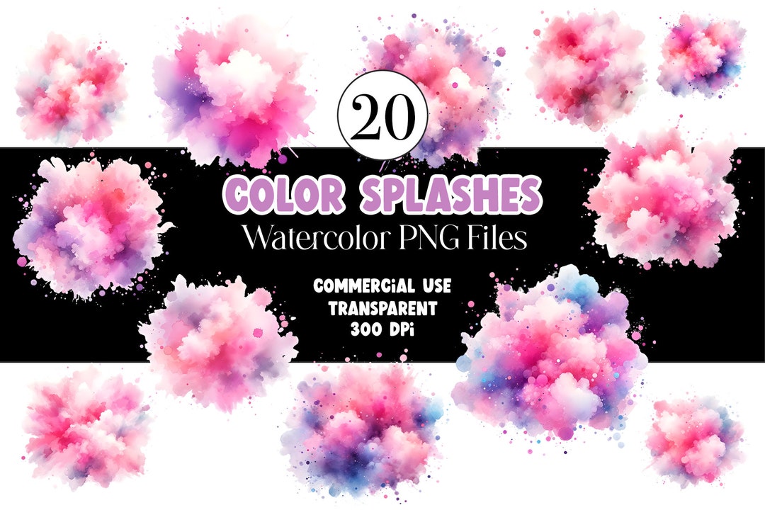 Watercolor Color Splash Clipart PNG Paint Splatter Clipart Abstract ...