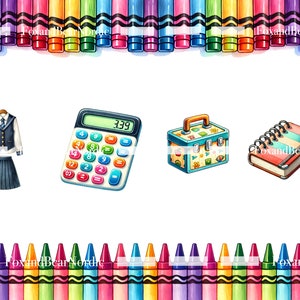 Back to School Clipart Crayon Clipart First Grade PNG First Day of ...