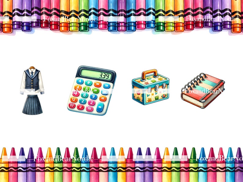 Back to School Clipart Crayon Clipart First Grade PNG First Day of ...
