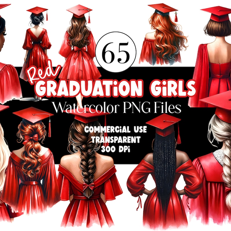 Graduation Cap Clip Art Red - Etsy