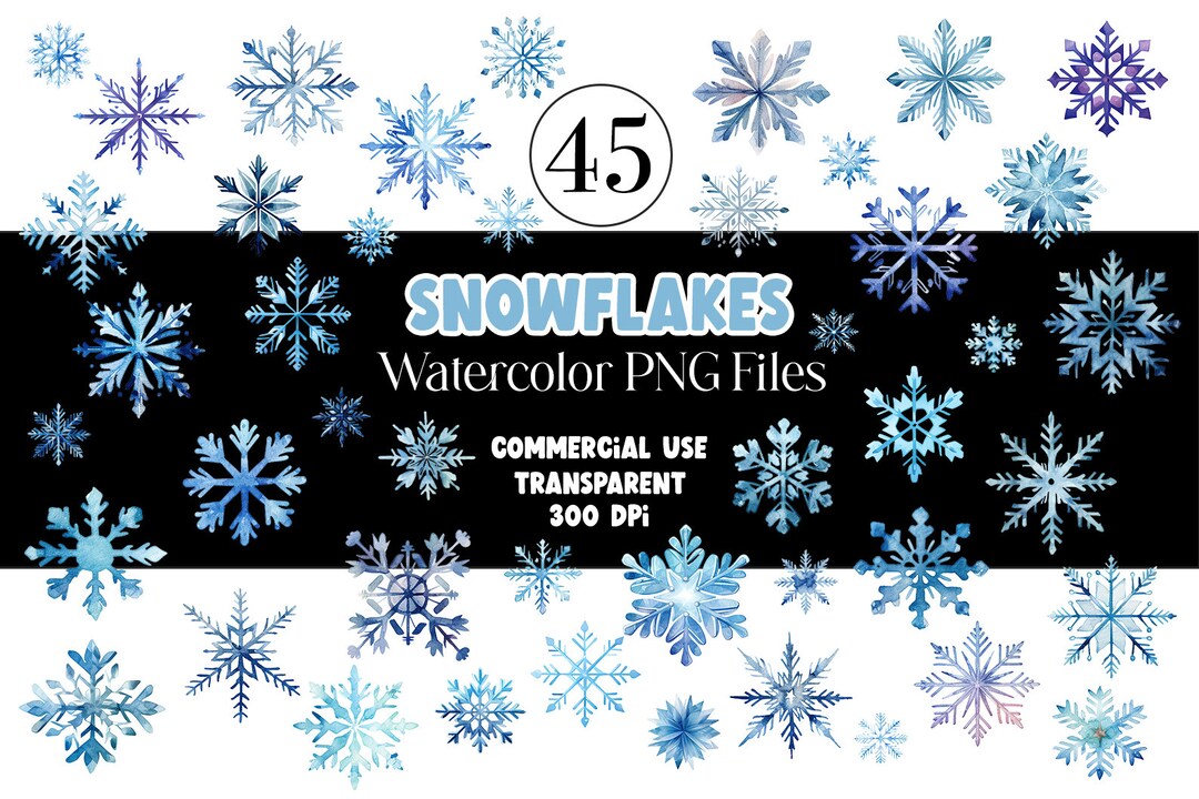 Snowflake PNG Watercolor Clipart Winter PNG Commercial Use Watercolor ...