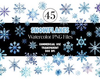 Snowflake PNG Watercolor Clipart Winter PNG Commercial Use Watercolor ...