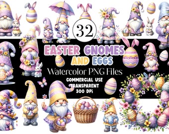 Watercolor Easter Gnomes Clipart PNG Gnome Clip Art Pastel Easter PNG ...