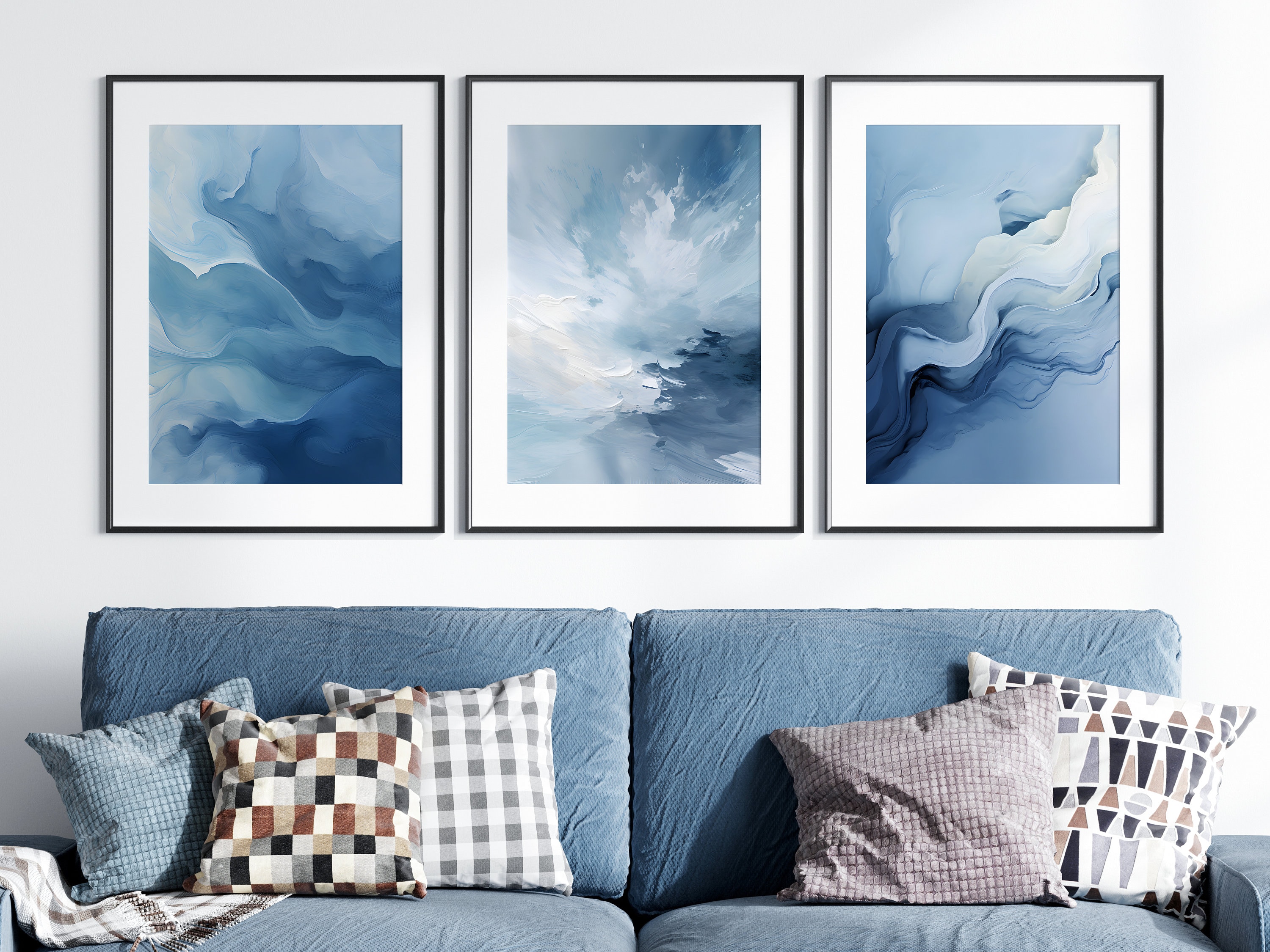 Light Blue Abstract Wall Art Printable Wall Art Sky Blue Digital Art ...