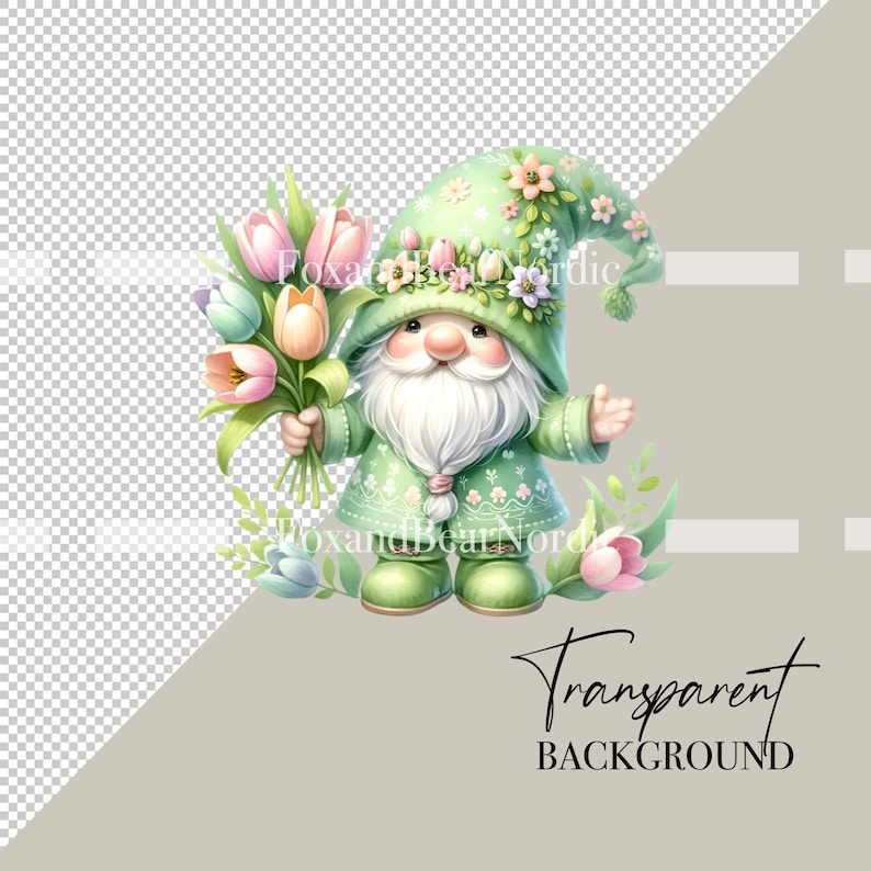 Watercolor Spring Gnome Clipart Pastel Gnome PNG Garden Gnome Clip Art ...