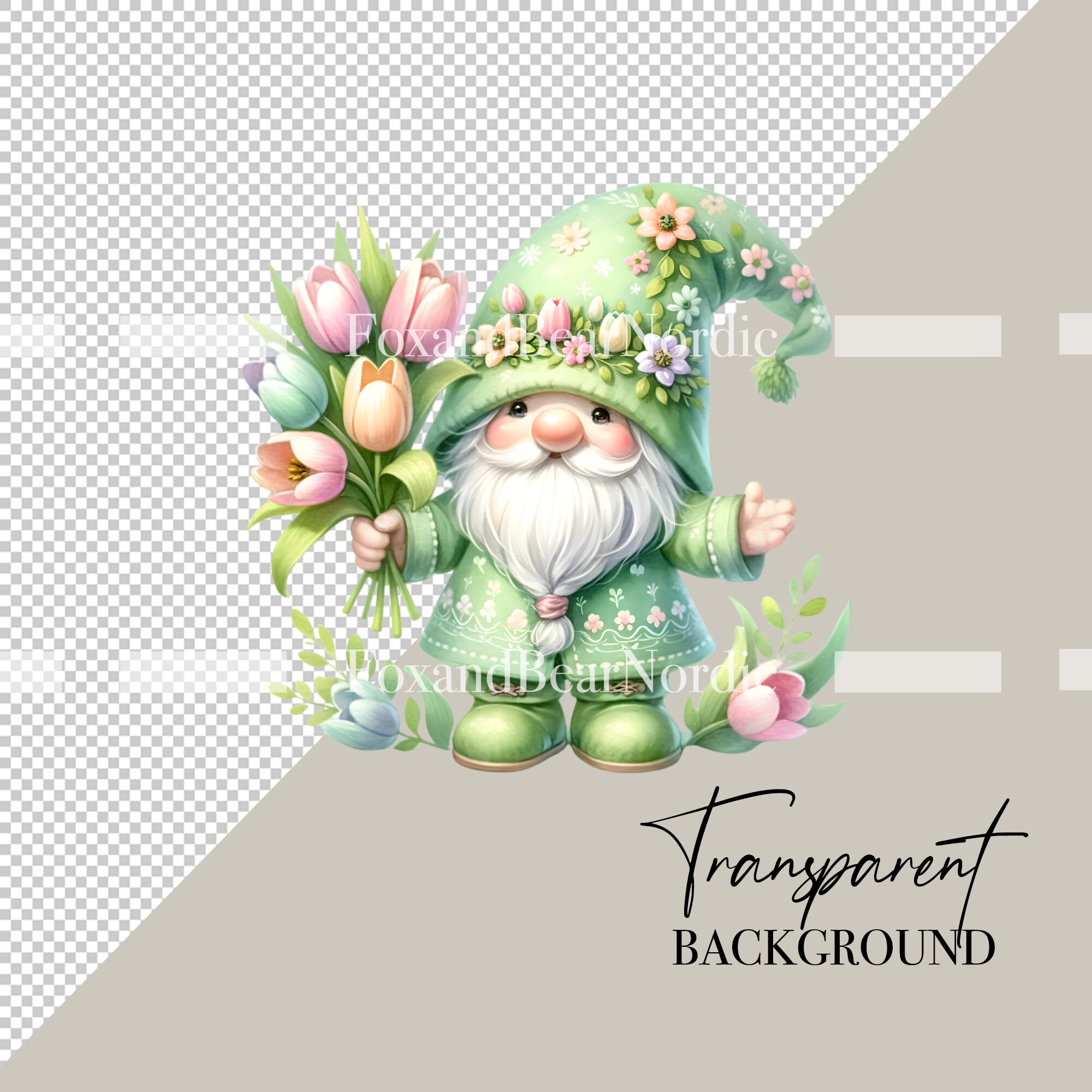 Watercolor Spring Gnome Clipart Pastel Gnome PNG Garden Gnome Clip Art ...