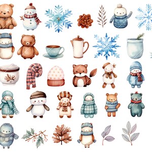 Watercolor Clipart Winter PNG Commercial Use Watercolor Clip Art Winter ...
