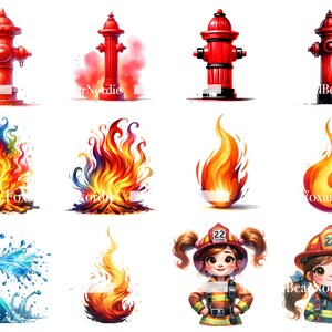 Watercolor Firetruck Clipart Firefighter PNG Fire Department PNG ...