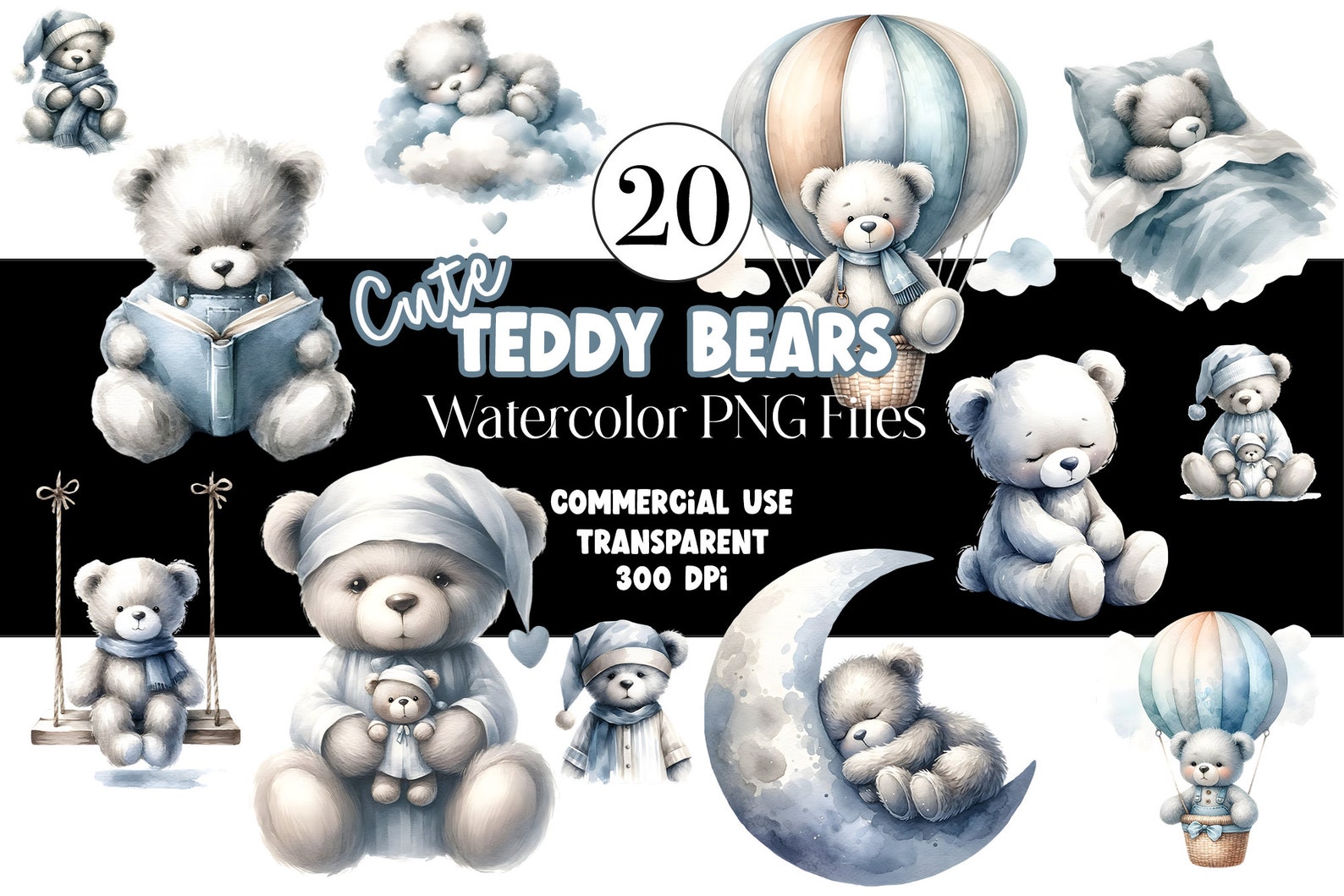 Watercolor Teddy Bear Clipart Cute Teddy Bear Clip Art Teddy - Etsy