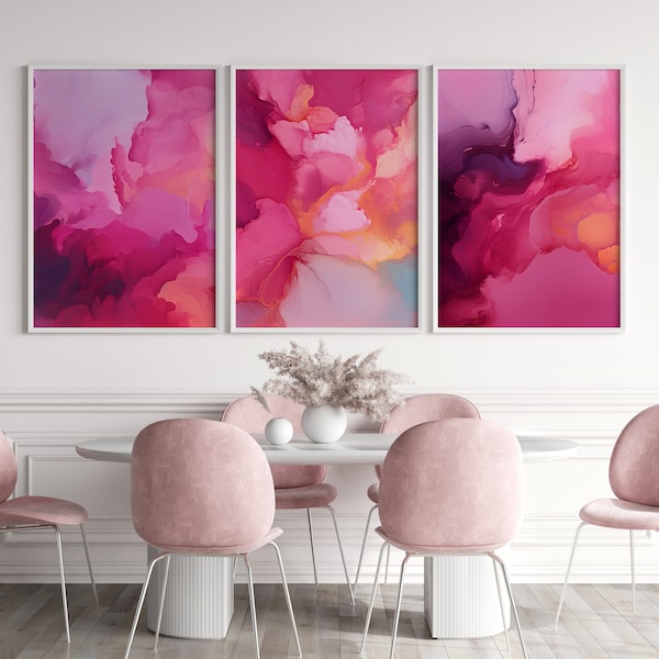 Pink Abstract Wall Art - Etsy UK
