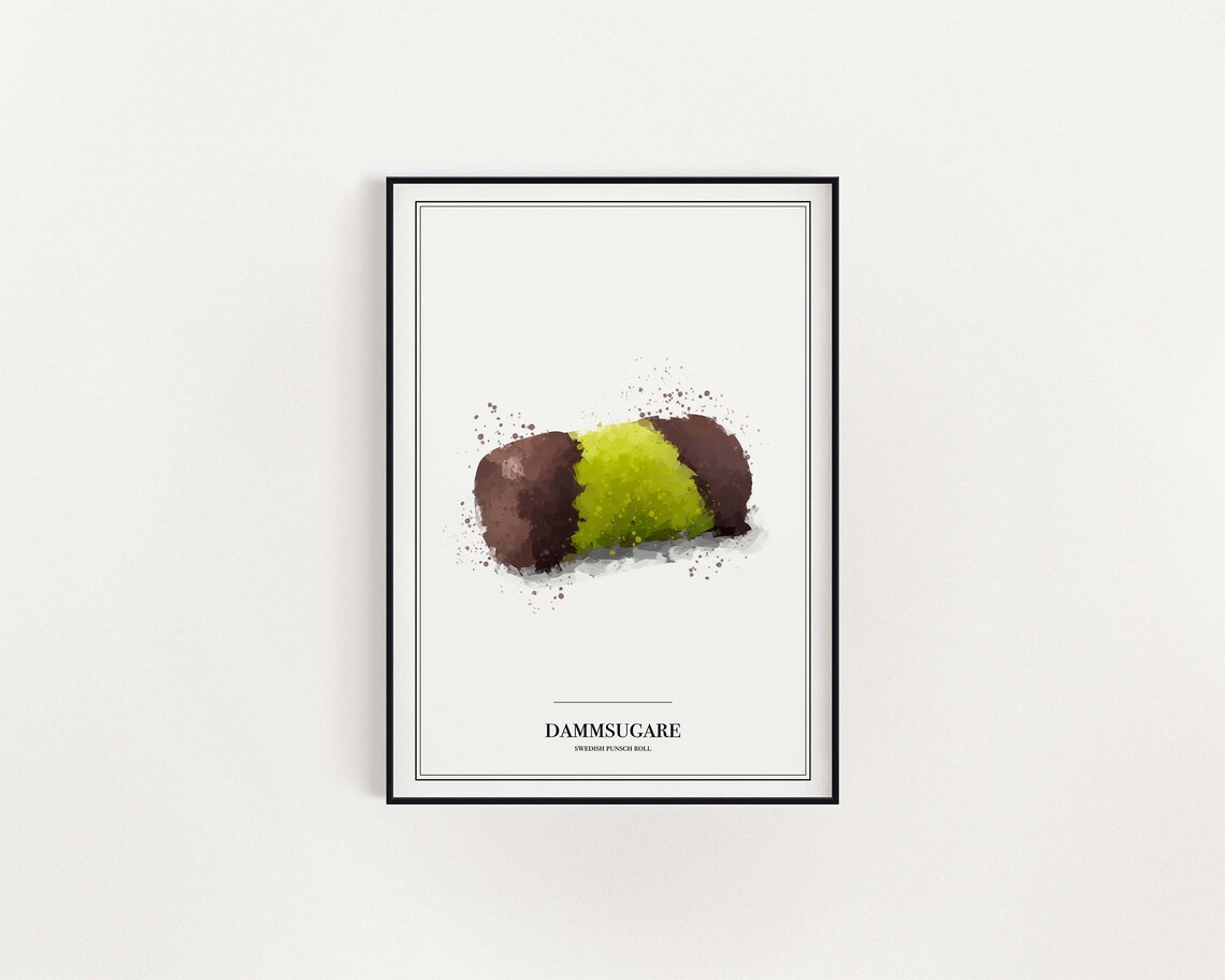 Swedish Fika Dammsugare Digital Print | Swedish Punsch Roll Pastry ...