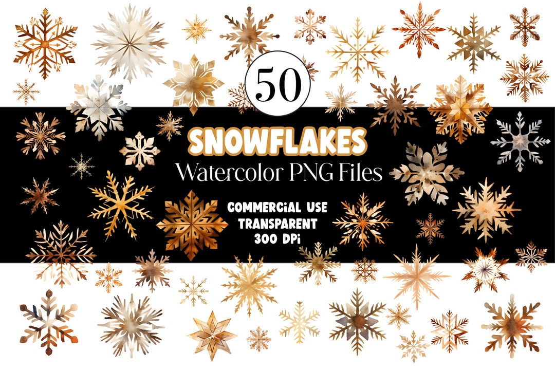 Snowflake PNG Watercolor Clipart Winter PNG Commercial Use Watercolor ...