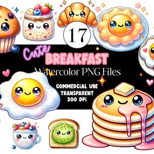 Kawaii Breakfast Clipart Food Clipart Cereal Brunch Egg Bacon Clipart ...