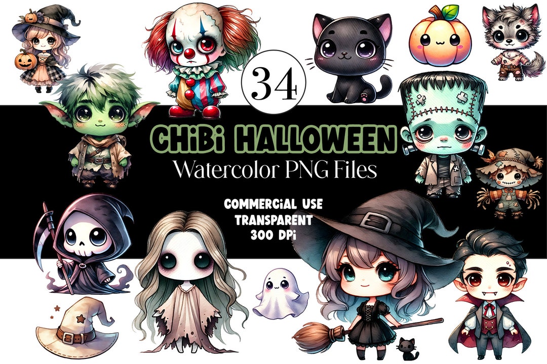 Halloween Chibi Clipart Cute Ghost PNG Halloween Clipart Halloween PNG ...