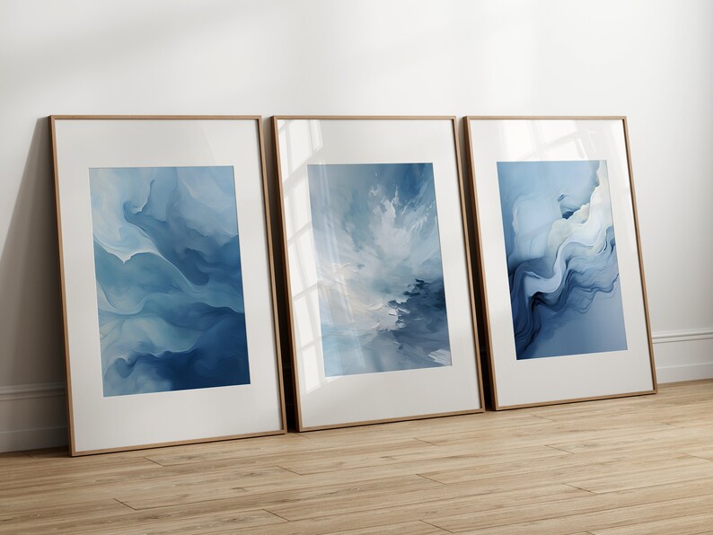 Light Blue Abstract Wall Art Printable Wall Art Sky Blue Digital Art ...