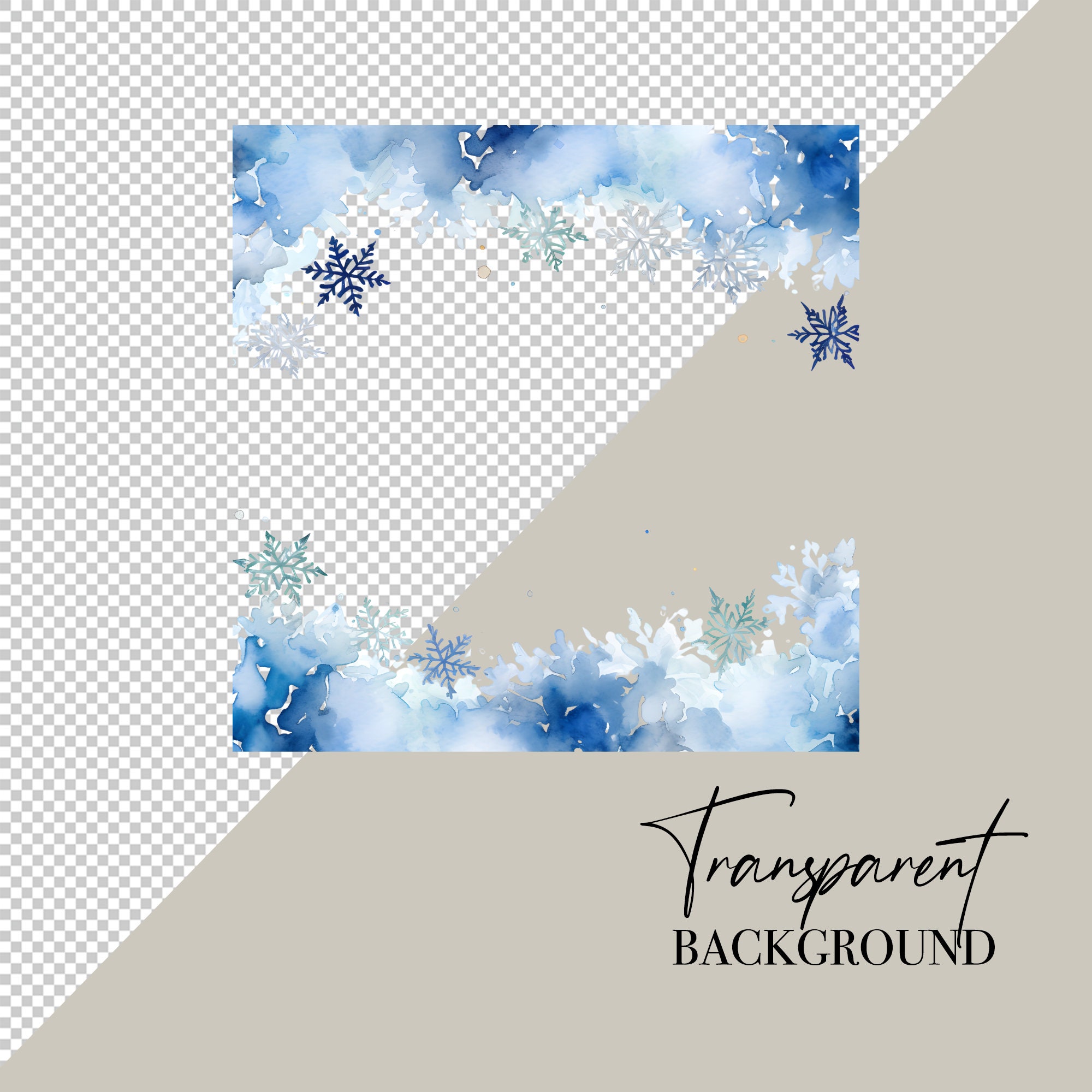 Snowflake Border Watercolor Clipart Winter PNG Commercial Use ...