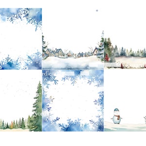 Snowflake Border Watercolor Clipart Winter PNG Commercial Use ...