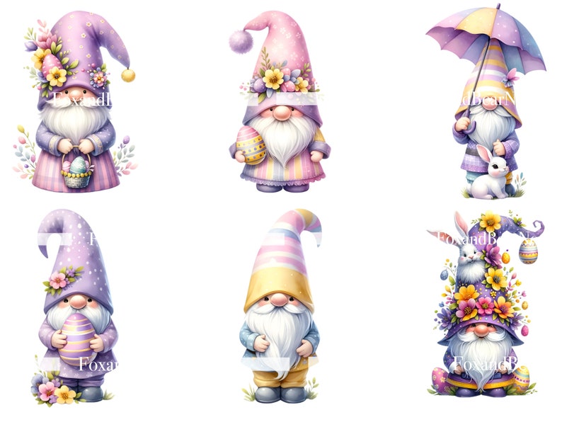 Watercolor Easter Gnomes Clipart PNG Gnome Clip Art Pastel Easter PNG ...