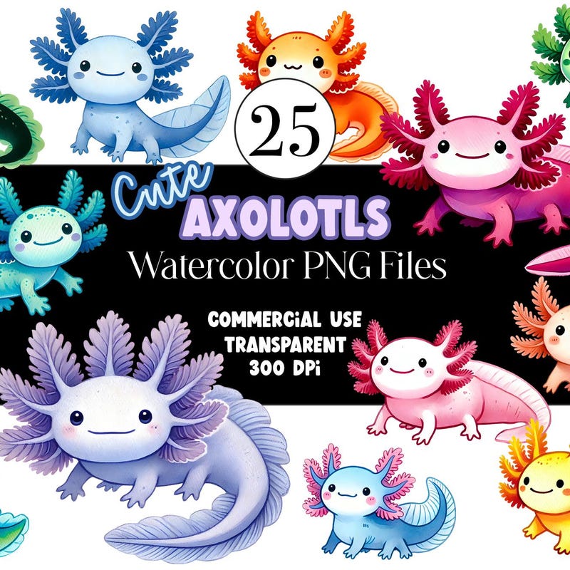 Axolotl Party Clip Art - Etsy