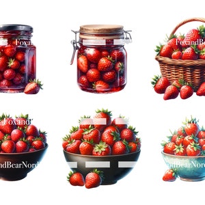 Watercolor Strawberry Clipart Food Ice Cream Clipart Summer Clipart Ice ...