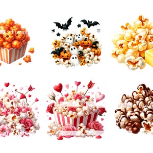 Watercolor Popcorn PNG Carnival Clipart Popcorn Bucket Popcorn Machine ...