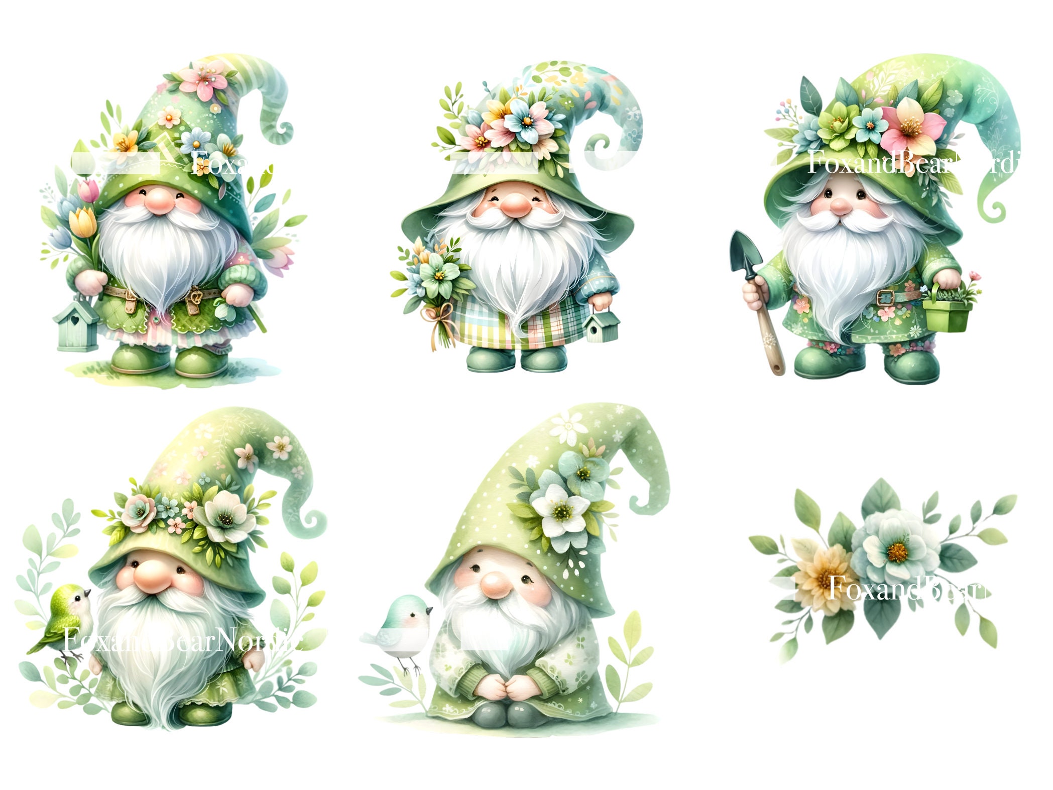 Watercolor Spring Gnome Clipart Pastel Gnome PNG Garden Gnome Clip Art ...