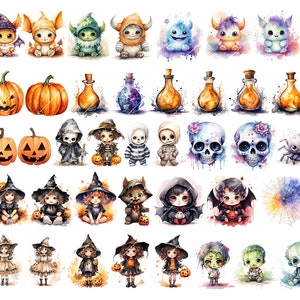 Watercolor Clipart Halloween PNG Commercial Use Spooky Season PNG ...