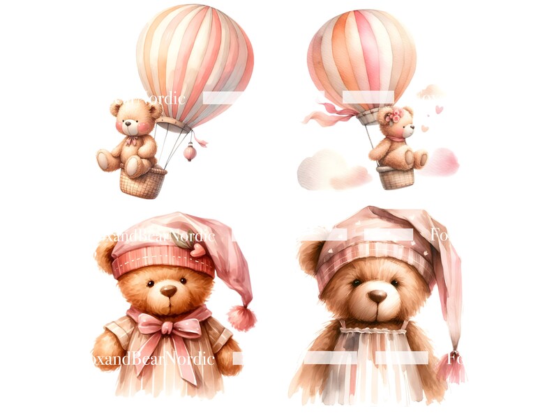 Watercolor Teddy Bear Clipart Cute Teddy Bear Clip Art Teddy - Etsy