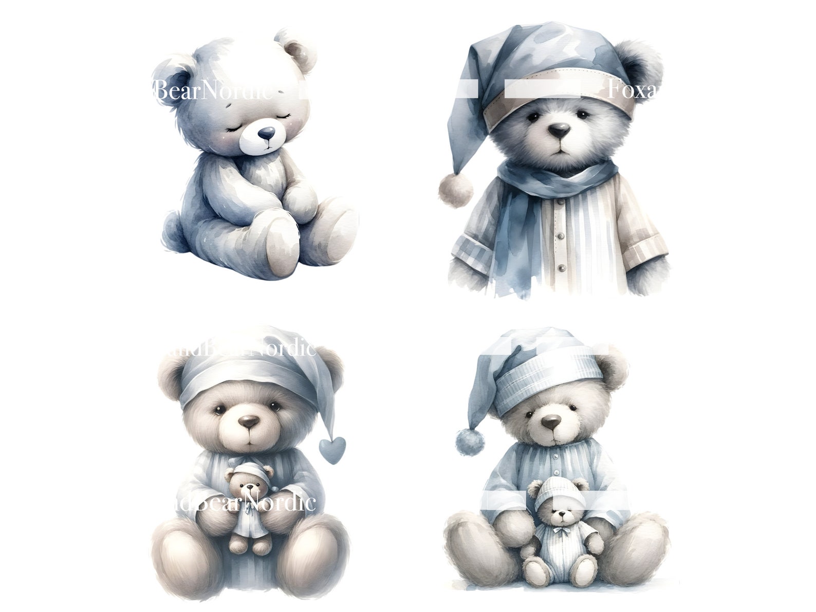 Watercolor Teddy Bear Clipart Cute Teddy Bear Clip Art Teddy - Etsy