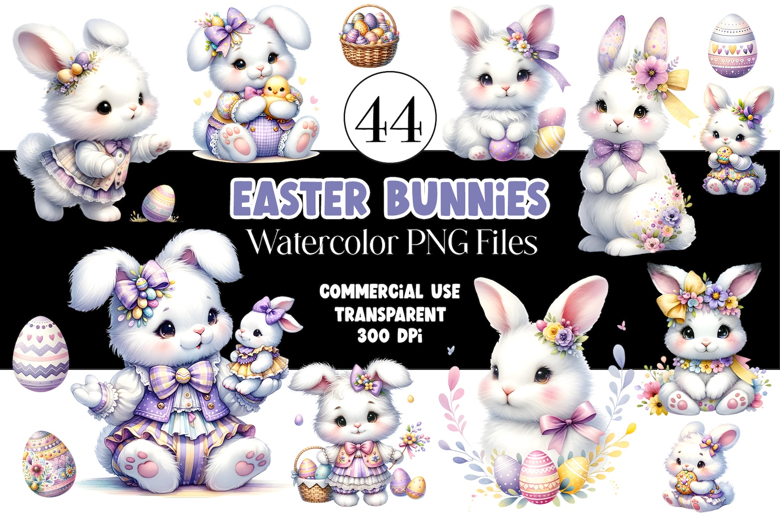 Watercolor Easter Bunny PNG Rabbit Bunny Clipart Pastel Easter PNG ...