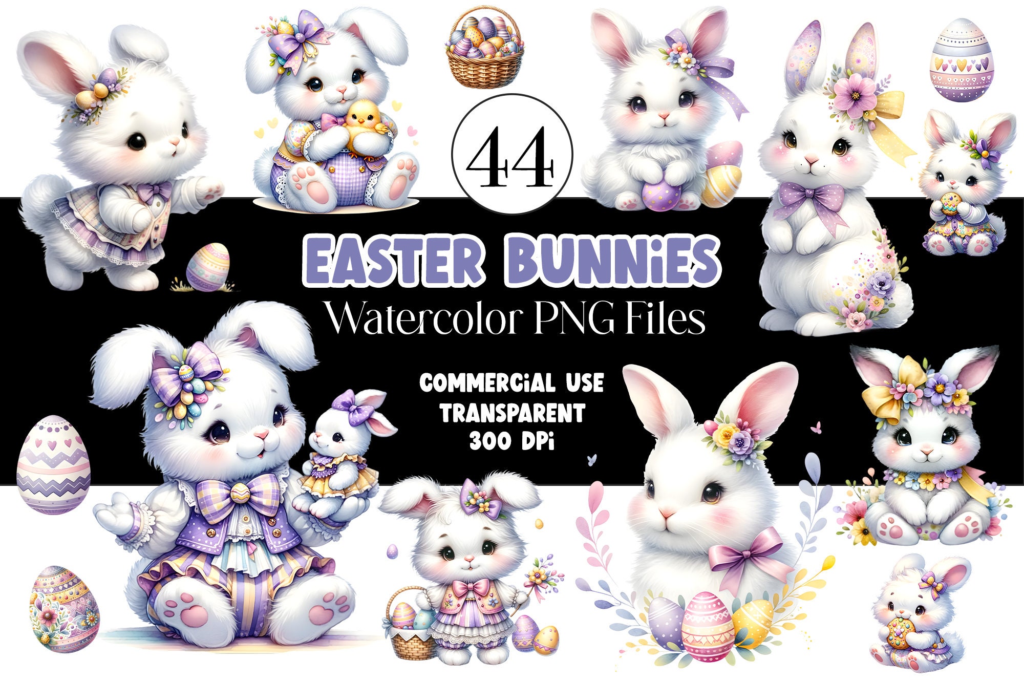 Watercolor Easter Bunny PNG Rabbit Bunny Clipart Pastel Easter PNG ...