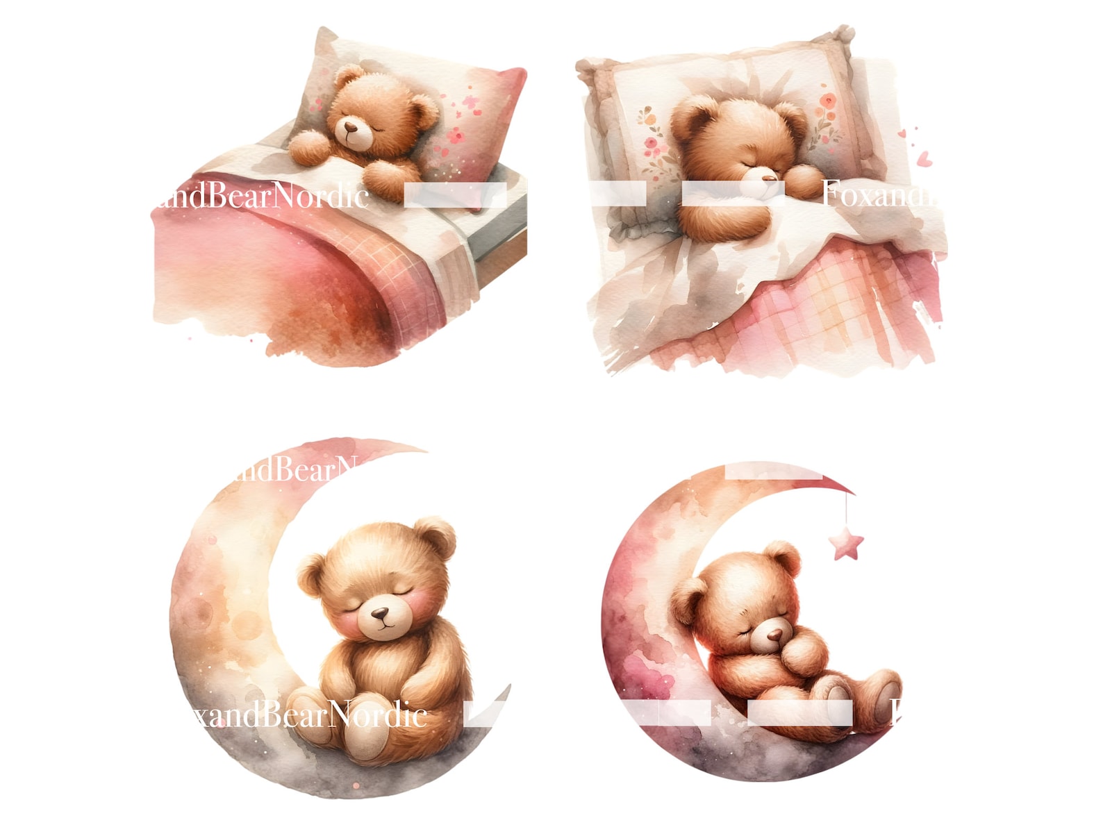 Watercolor Teddy Bear Clipart Cute Teddy Bear Clip Art Teddy - Etsy
