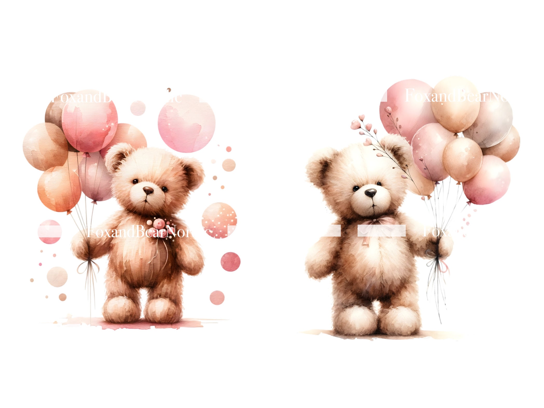 Watercolor Teddy Bear Clipart Cute Teddy Bear Clip Art Teddy - Etsy