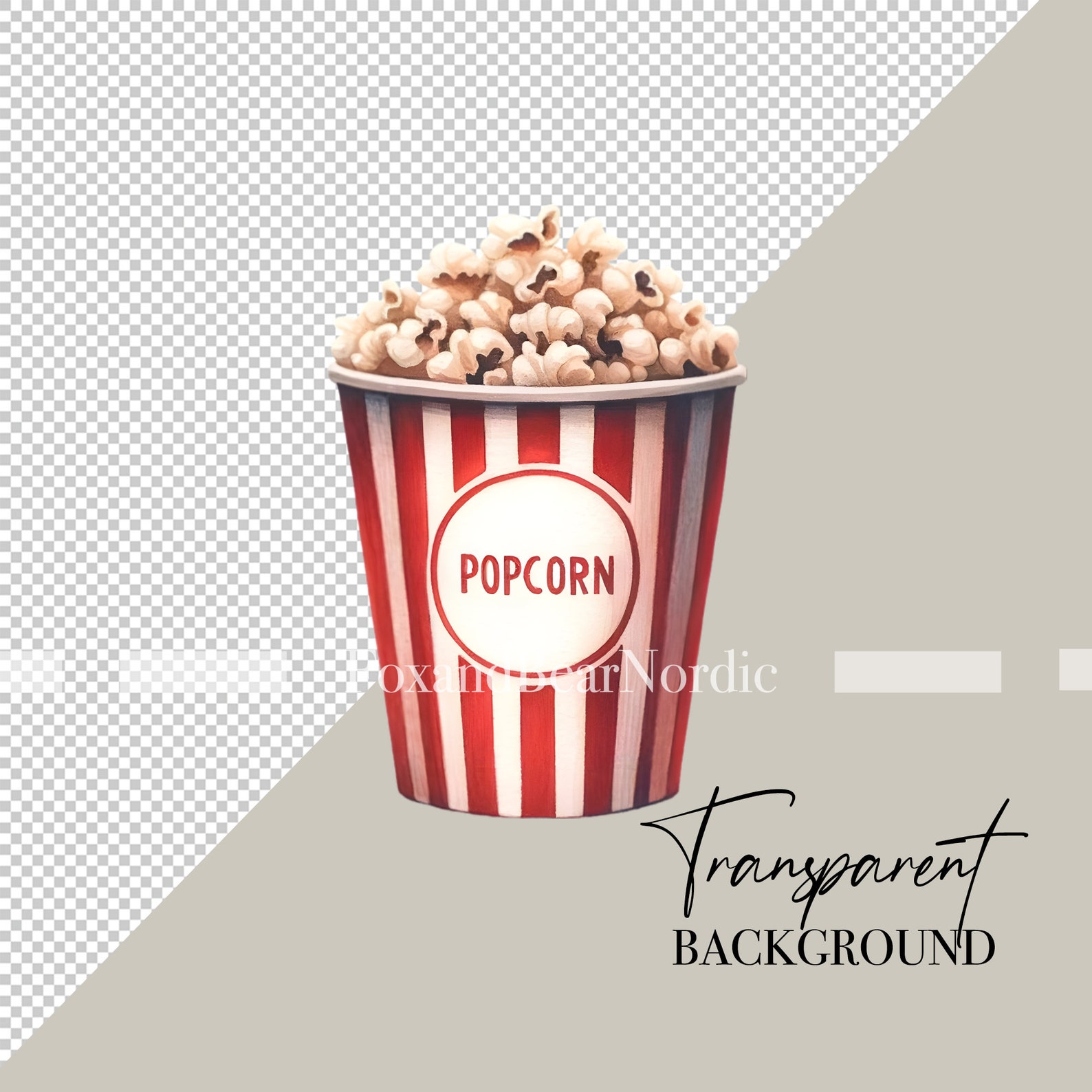 Watercolor Popcorn PNG Carnival Clipart Popcorn Bucket Popcorn Machine ...