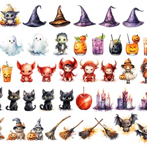 Watercolor Clipart Halloween PNG Commercial Use Spooky Season PNG ...