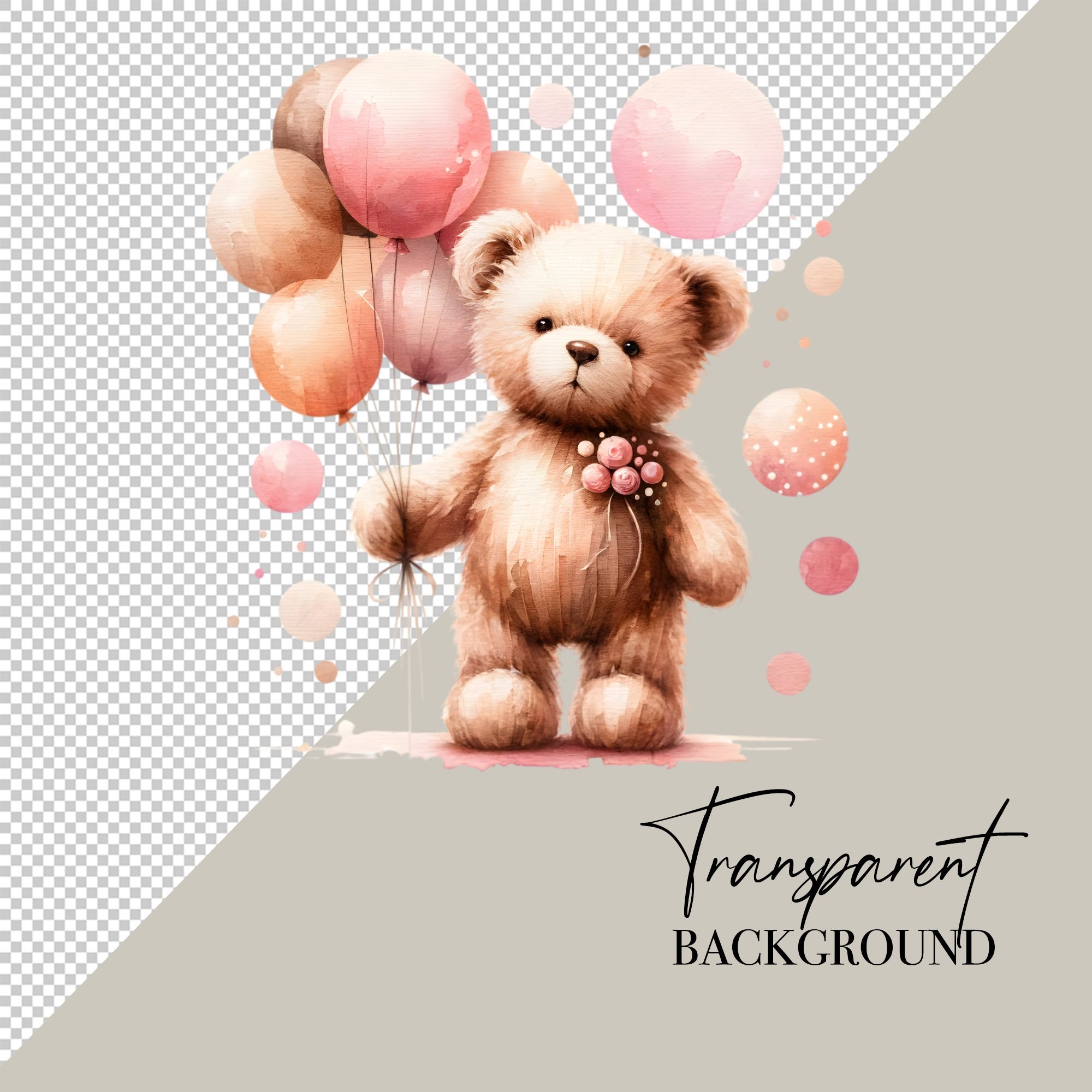 Watercolor Teddy Bear Clipart Cute Teddy Bear Clip Art Teddy - Etsy