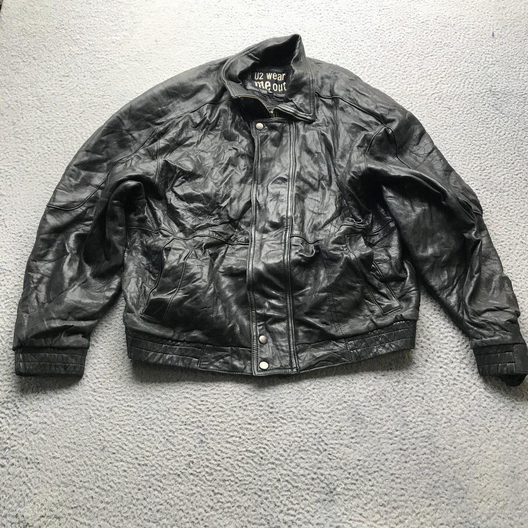 Vintage U2 Wear Me Out Genuine Leather Quilt Lined Jacket Mens Size 44 ...