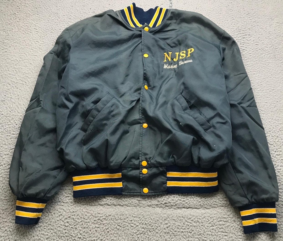 Vintage NJSP New Jersey State Police Marine Bureau Bomber Jacket Men's ...