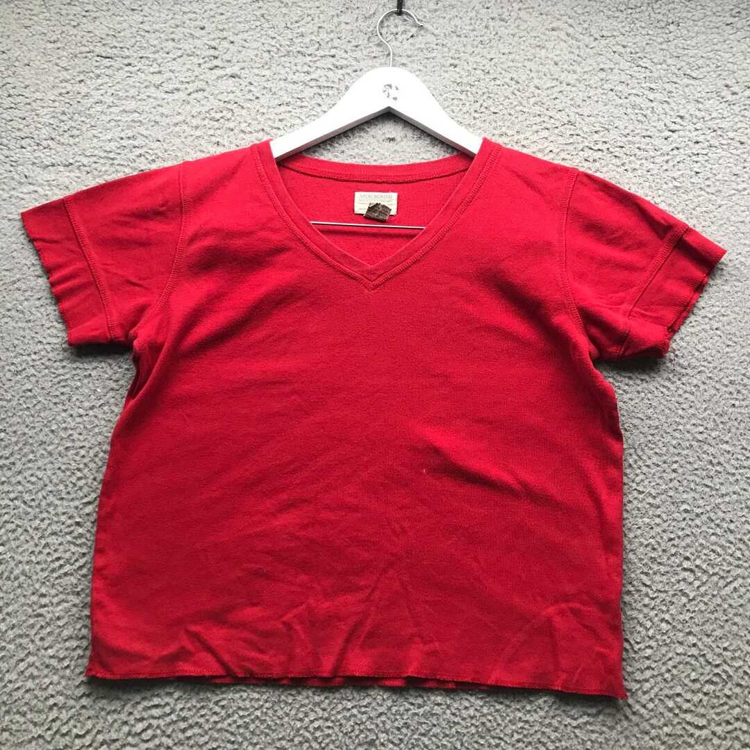 Vintage Abercrombie & Fitch Blank T-shirt Womens Large L Short Sleeve V-neck Red - Etsy