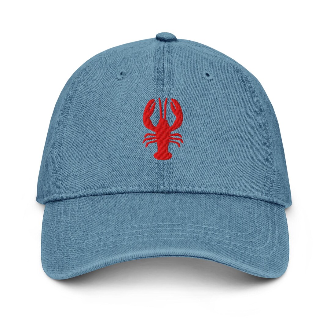 Crawfish Embroidered Denim Hat - Etsy