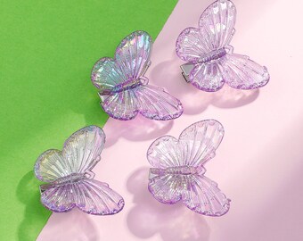 Purple Fabric Butterfly Hair Clips - Etsy