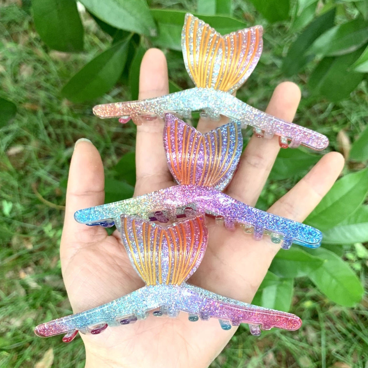 Mermaid Tail Hair Claw Fish Tail Hair Clip Siren Hair Claw Acrylic Hair ...