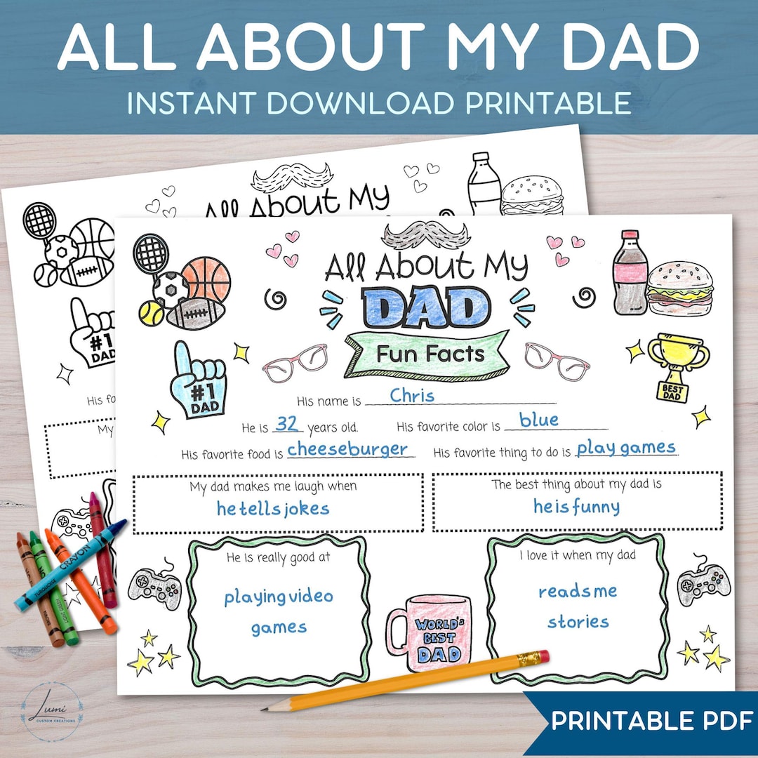 Father's Day Printable Coloring Page, All About Daddy Instant Download ...