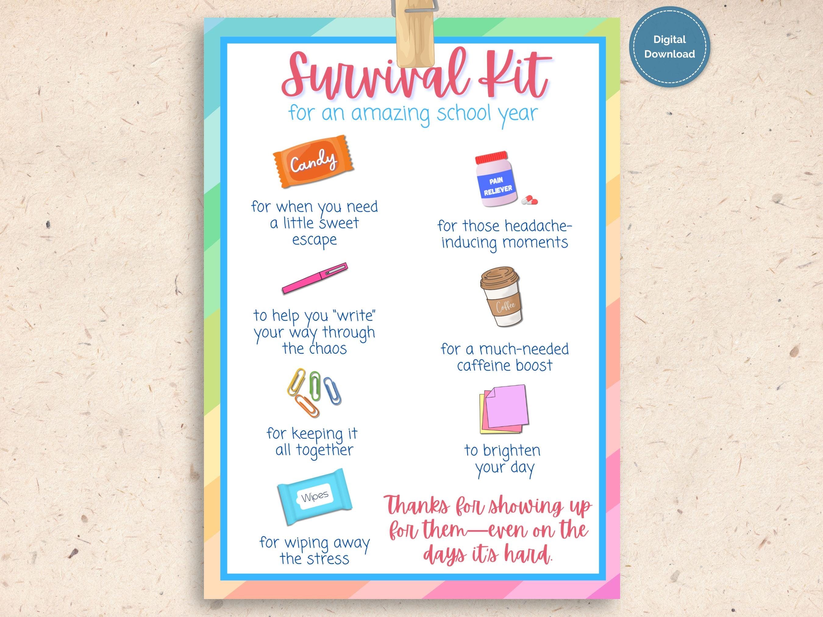 Teacher Survival Kit Printable PDF, Back to School Gift, Teacher ...