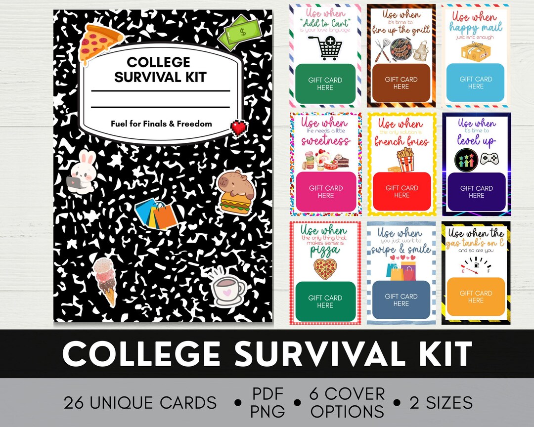 Printable College Gift Card Book, Survival Kit for High School ...
