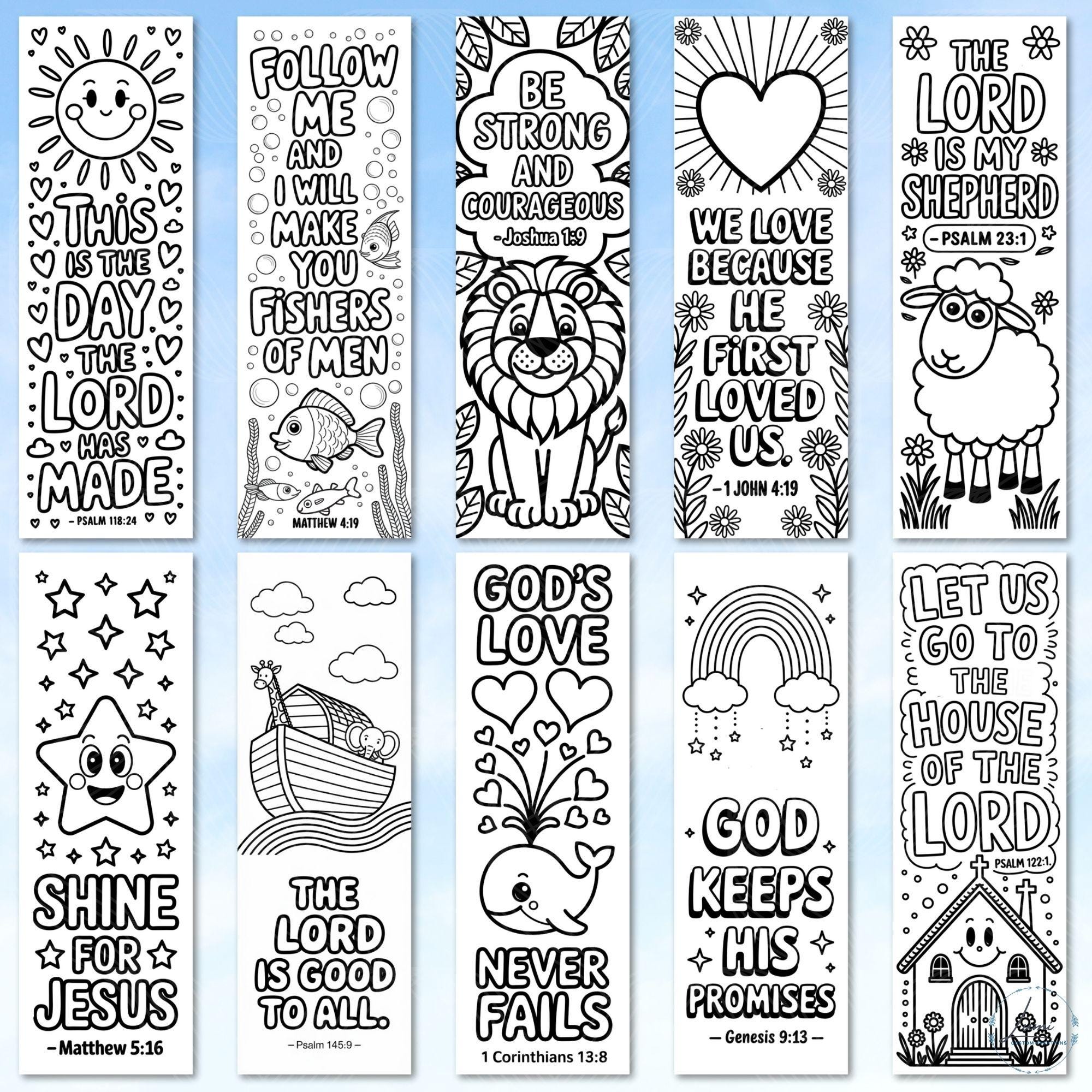 10 Bible Verse Coloring Bookmarks, Inspirational Uplifting Kids Faith ...