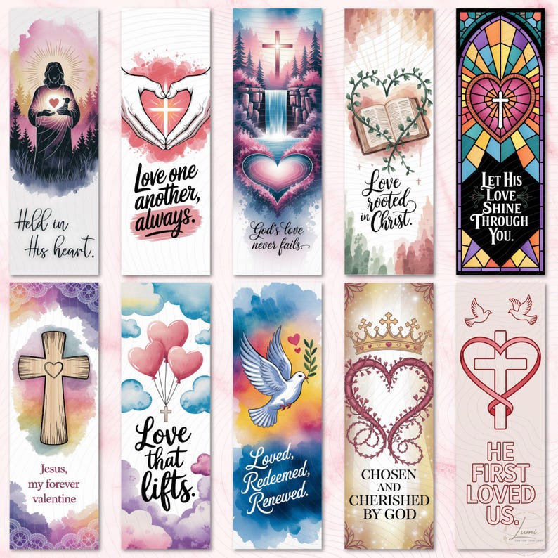 10 Christian Valentine Bookmarks, Inspirational Uplifting Kids Faith ...