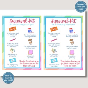 Teacher Survival Kit Printable PDF, Back to School Gift, Teacher ...