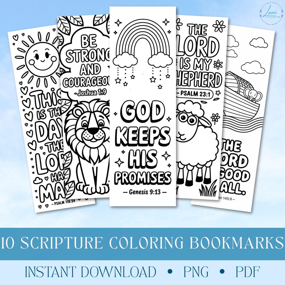 10 Bible Verse Coloring Bookmarks, Inspirational Uplifting Kids Faith ...